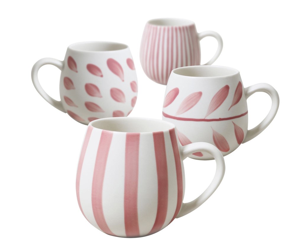 RG "Hug Me" Mugs Set of 4 - Rose Brush - Campbell & Bradley Flowers