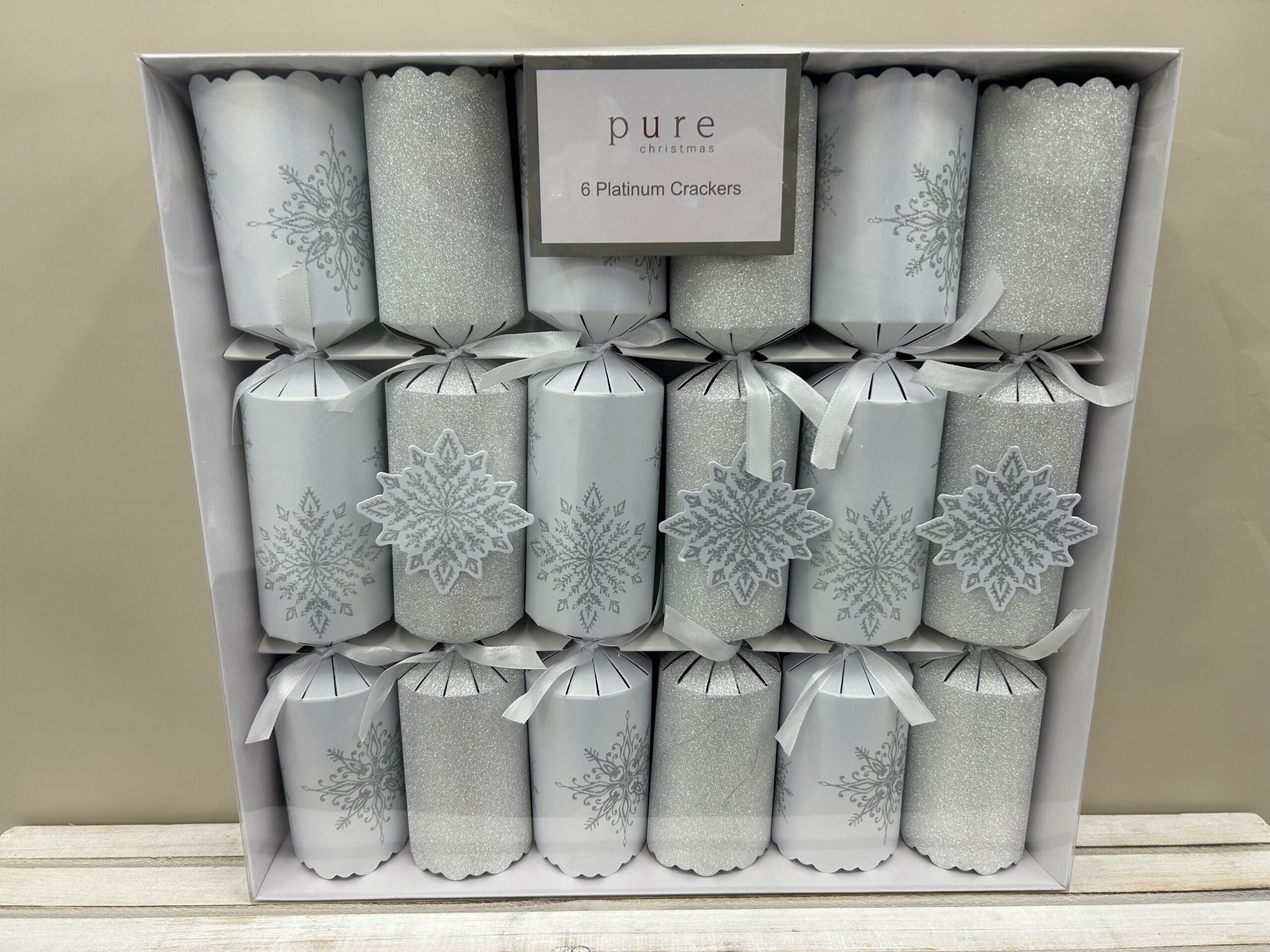 Plantinum Cracker Box of 6 - White Silver - Campbell & Bradley Flowers