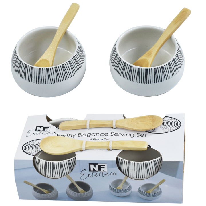 NF Bowl + Spoon Set of 2 - White - Campbell & Bradley Flowers